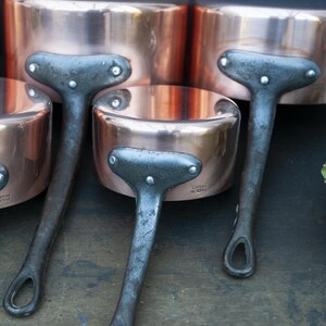 French Antique Copper Pots and Pans Set, Vintage Copper Cookware, Set ...