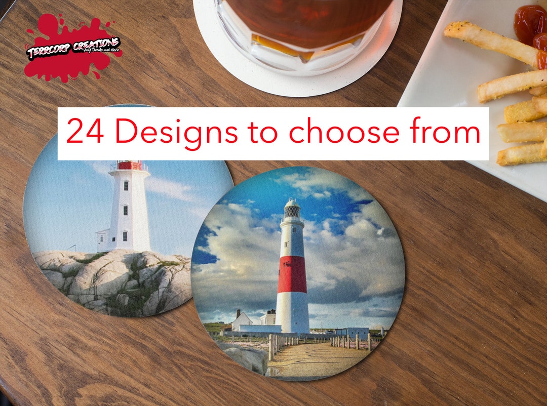 Custom Lighthouse Coaster Set Drink Coasters Wooden Coasters Tableware ...