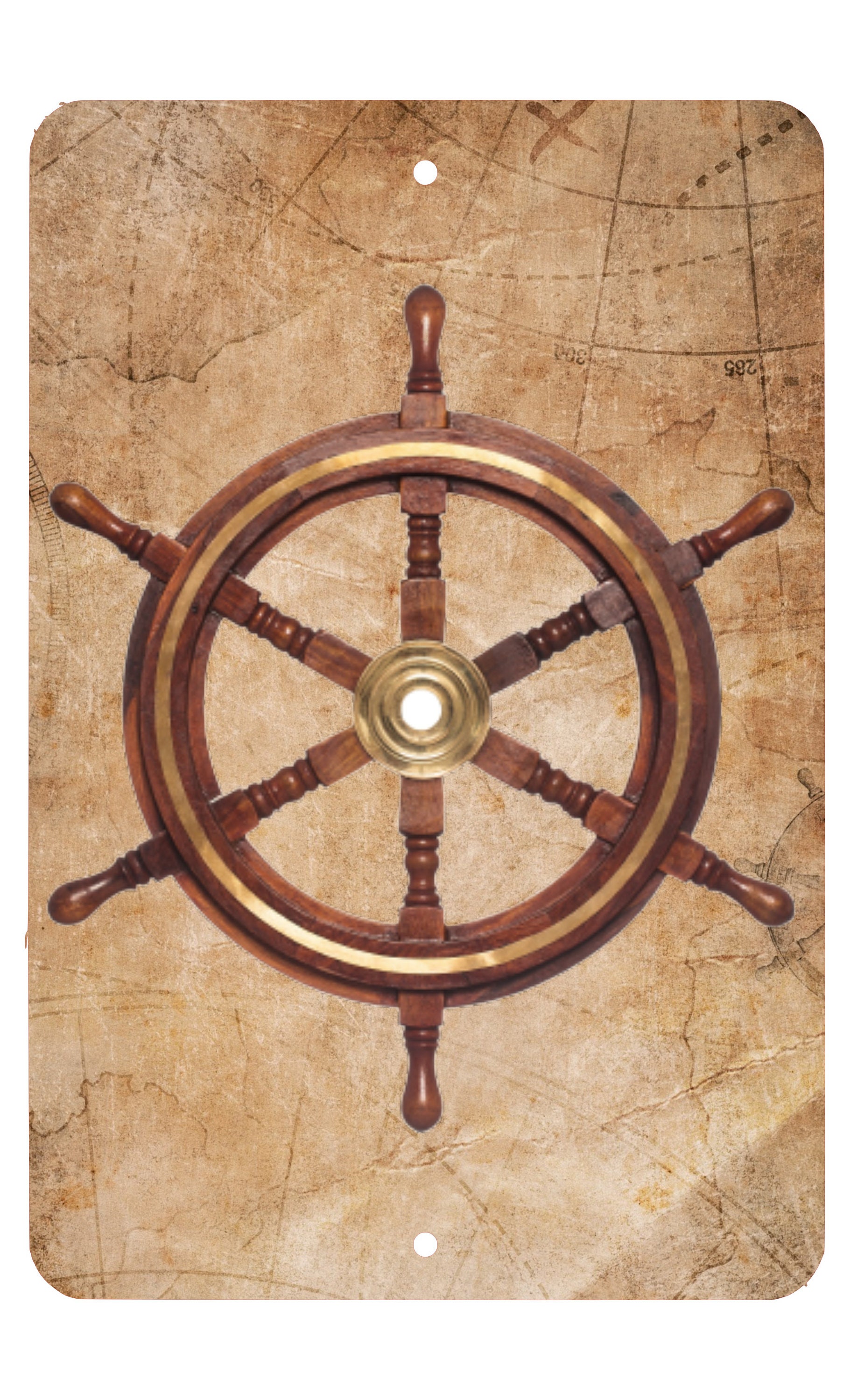 Pirate Ship's Wheel with Map metal sign Wall Decor | Etsy