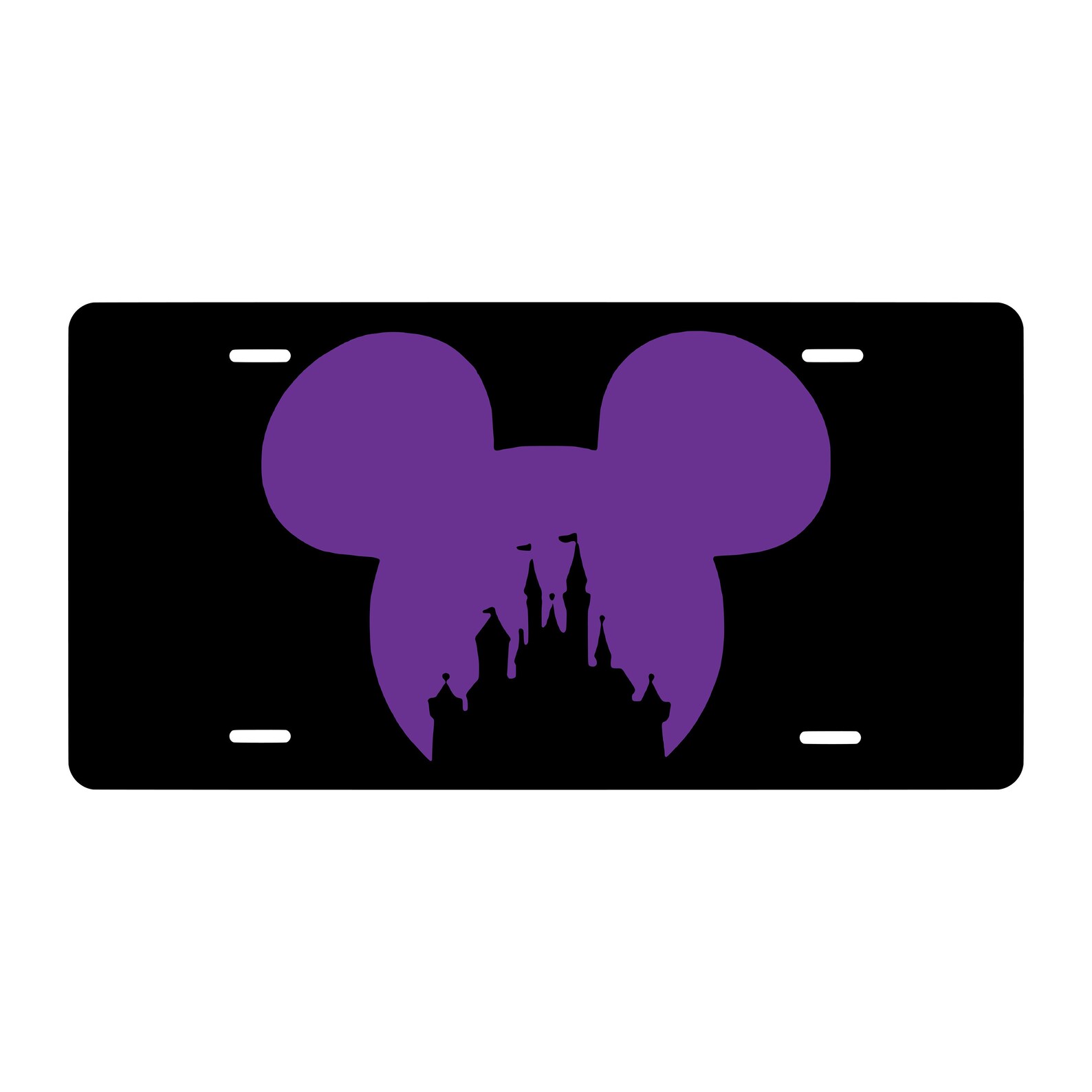 Disney Castle Silhouette in Mickey Ears Vanity License Plate ...