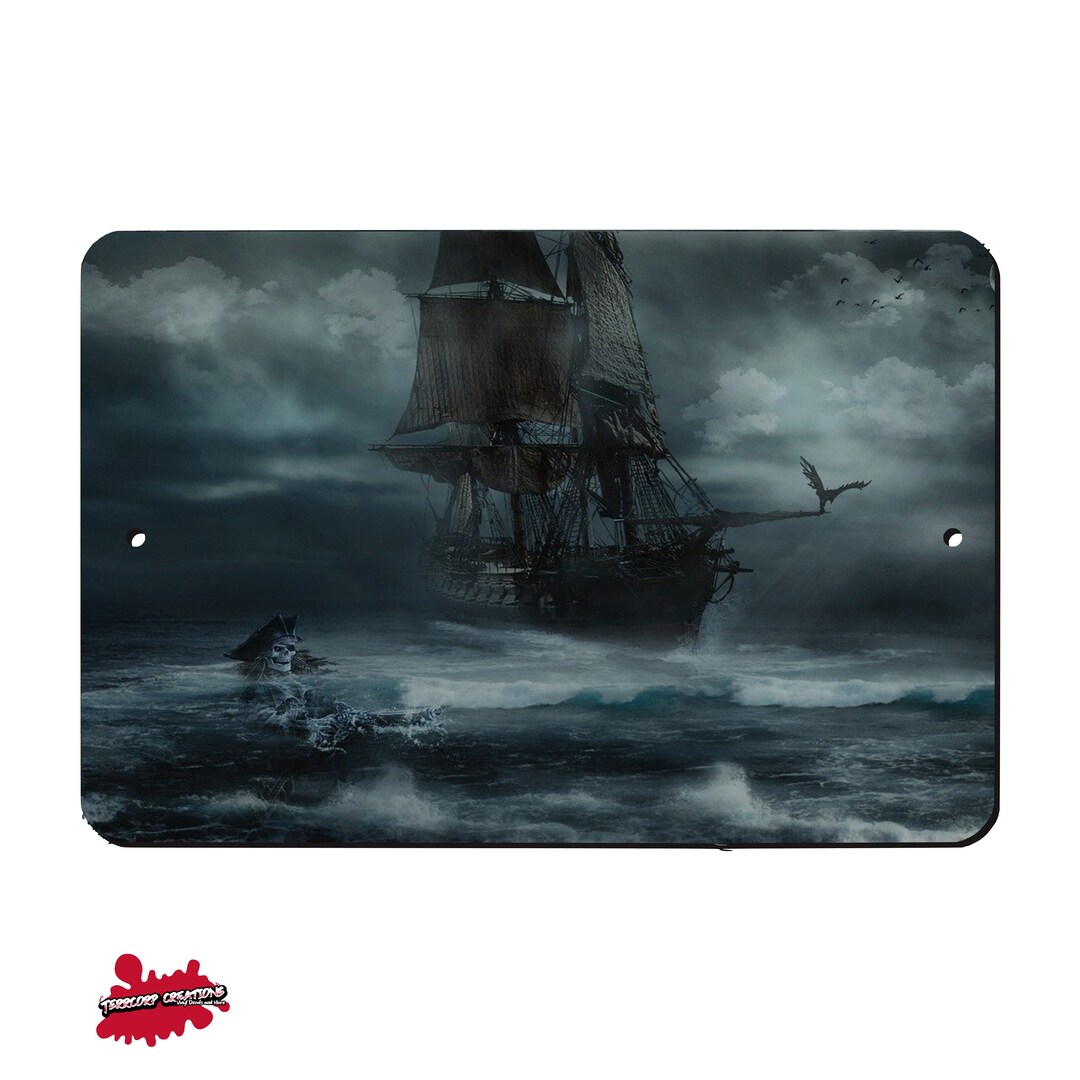 Pirate Ship in Storm Metal Sign - Wall Decor - Aluminum Door Sign ...