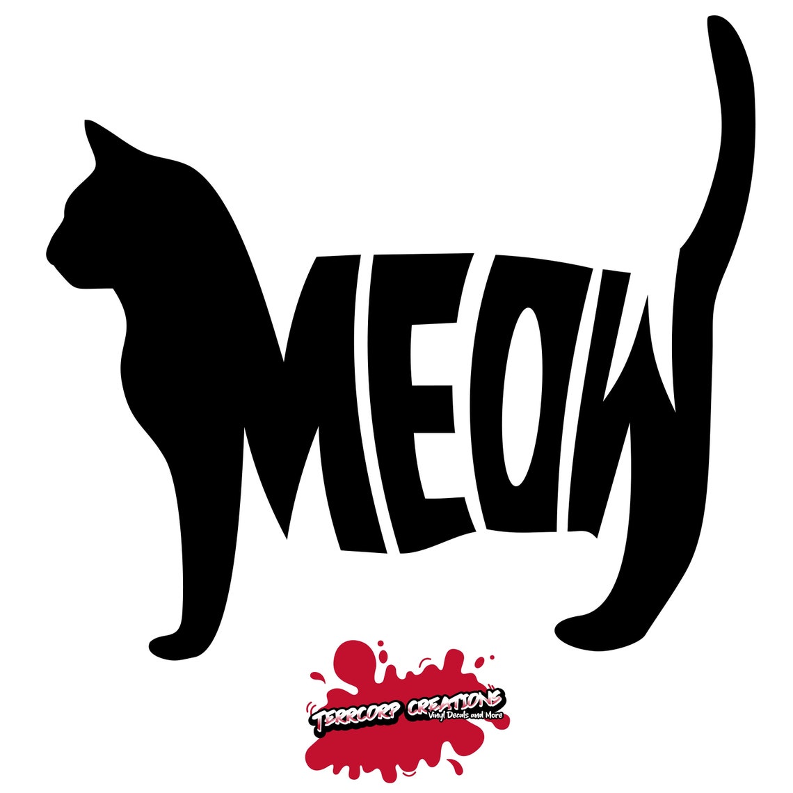 Cat Meow Vinyl Car Decal Cat Decal Meow Animal Feline | Etsy
