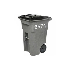 Trash Can Address Numbers Vinyl Decal - | Garbage Label - Personalized ...