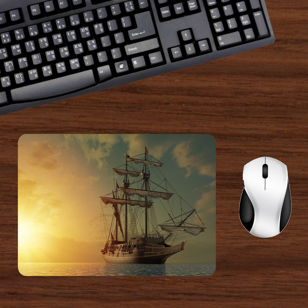 Pirate Ship Sunset Mouse Pad Caribbean - Etsy