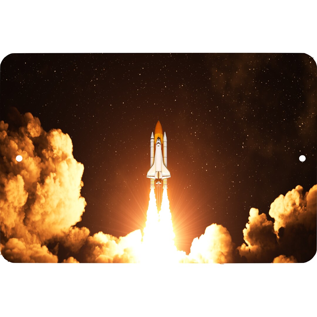 Space Shuttle Night Launch Metal Sign - Wall Decor - Aluminum Door Sign ...