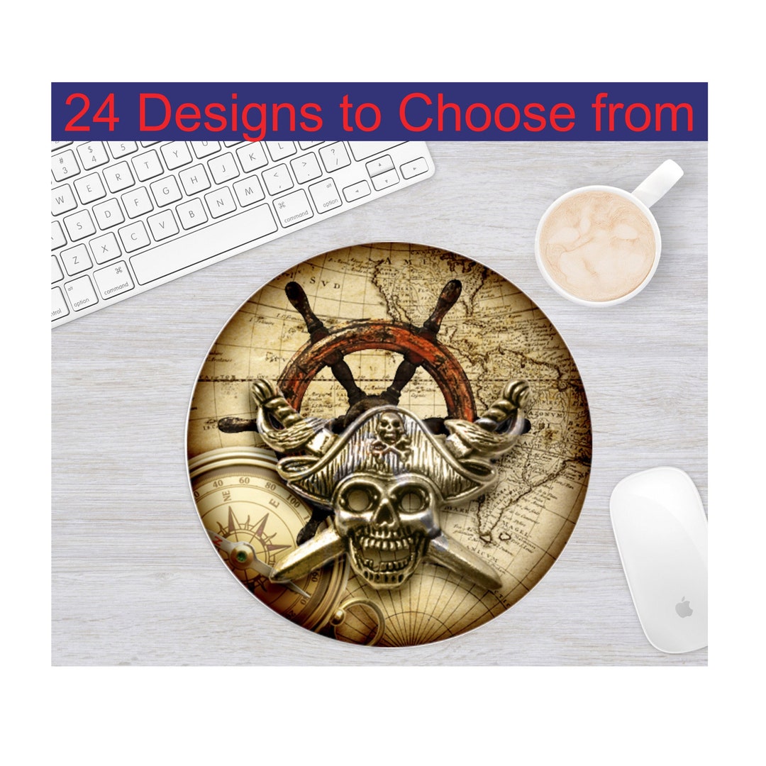 Pirate Round Mouse Pad - Caribbean Mousepad - Pirates Mouse Mat ...