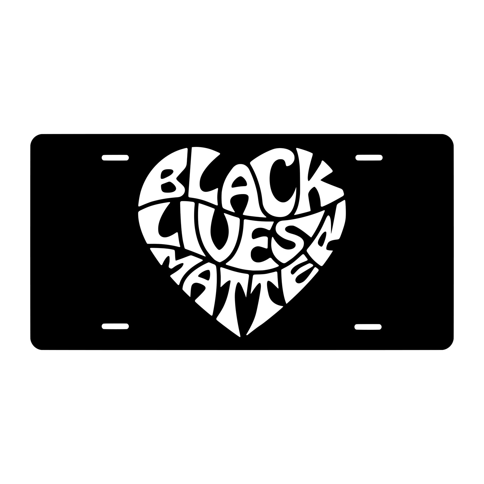 Custom BLM Words in a Heart Front License Plate - Civil Rights - Black ...