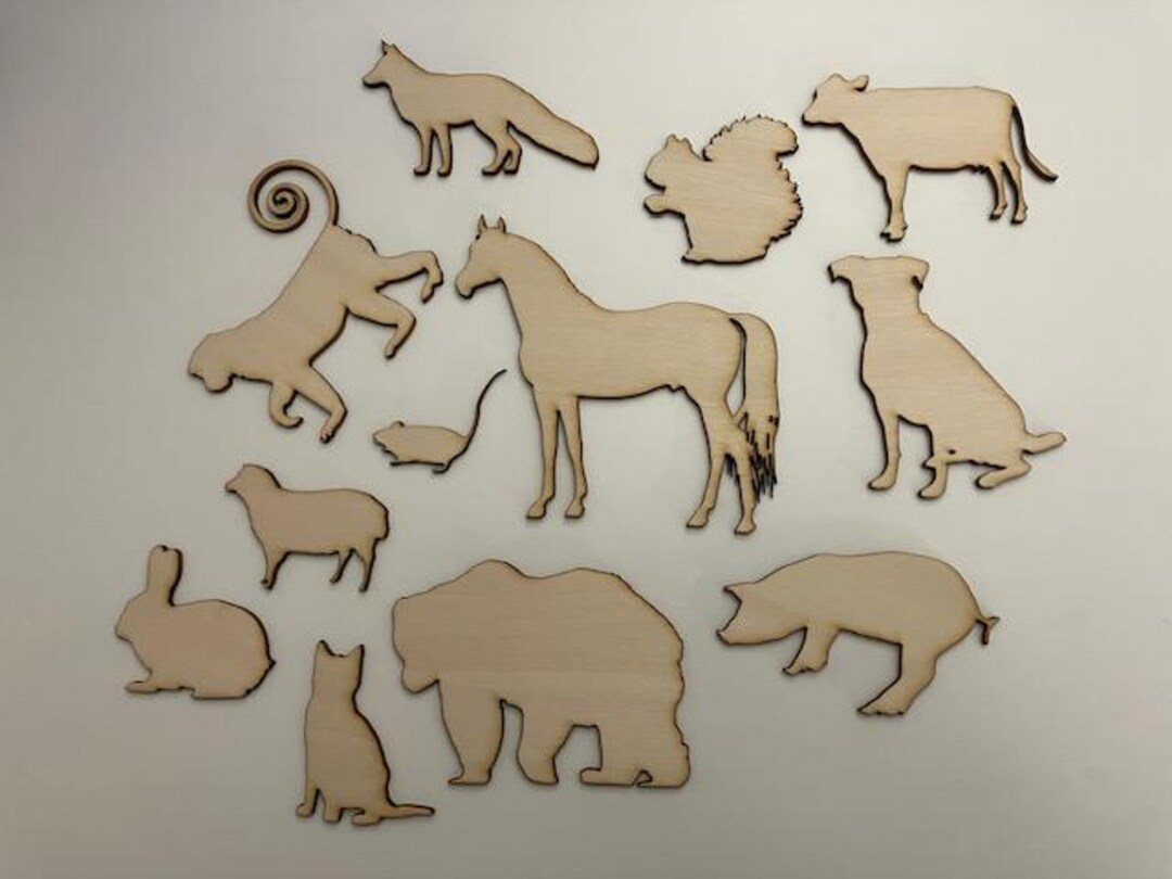 12-pack Misc Animals Unfinished Laser Wood Cutout Crafts Shapes Cut ...