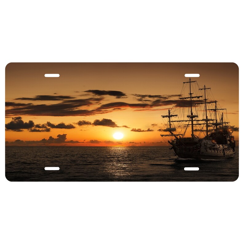 Pirate Ship sunset Novelty Front License Plate - Etsy