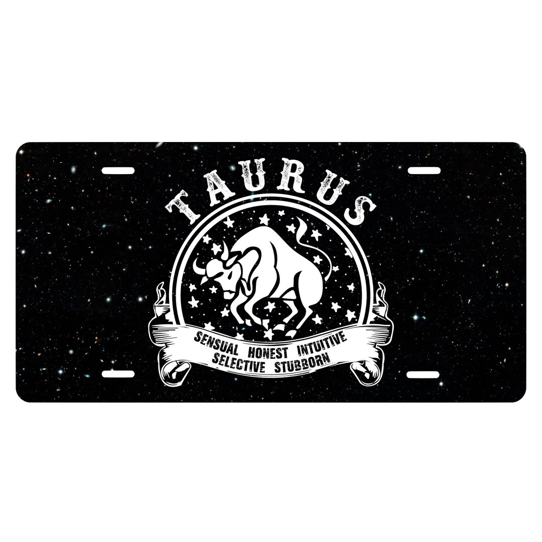 Custom Taurus Zodiac Sign Vanity Metal License Plate - Celestial Sphere ...