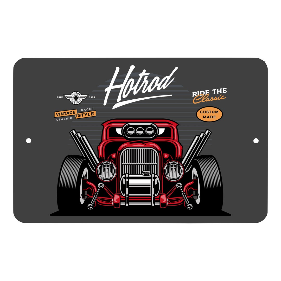 Hot Rod Sign Vintage Style 8 - Hotrod - Car - Garage Sign - Aluminum Door Sign - Wall Sign ...
