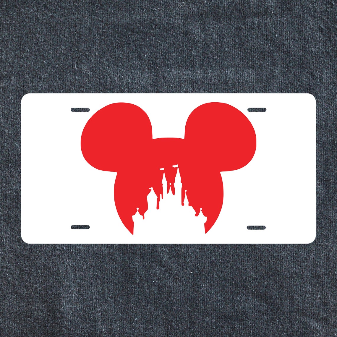 Disney Castle Silhouette in Mickey Ears Vanity License Plate ...