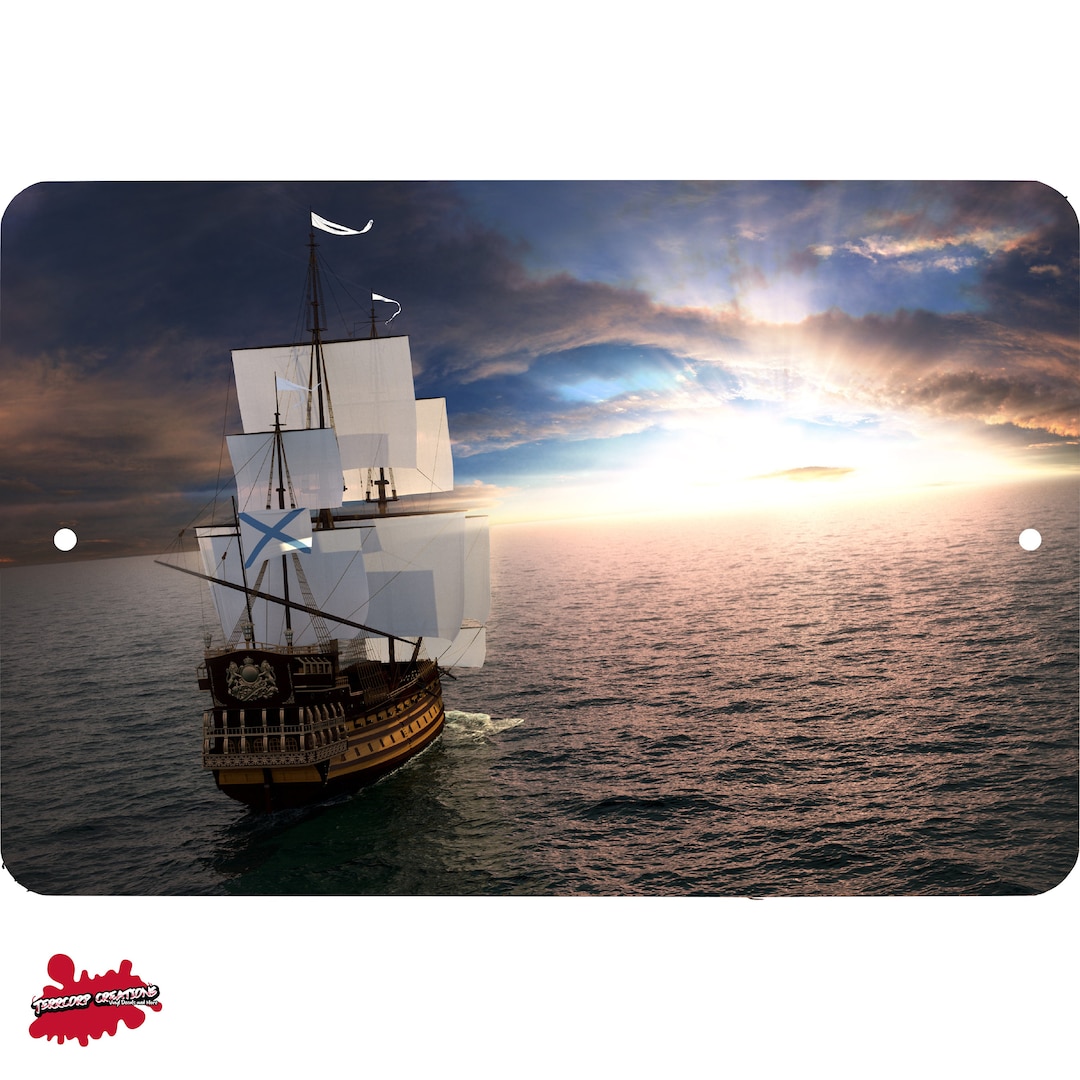 Pirate Ship "on Wards" Metal Sign - Wall Decor - Aluminum Door Sign ...