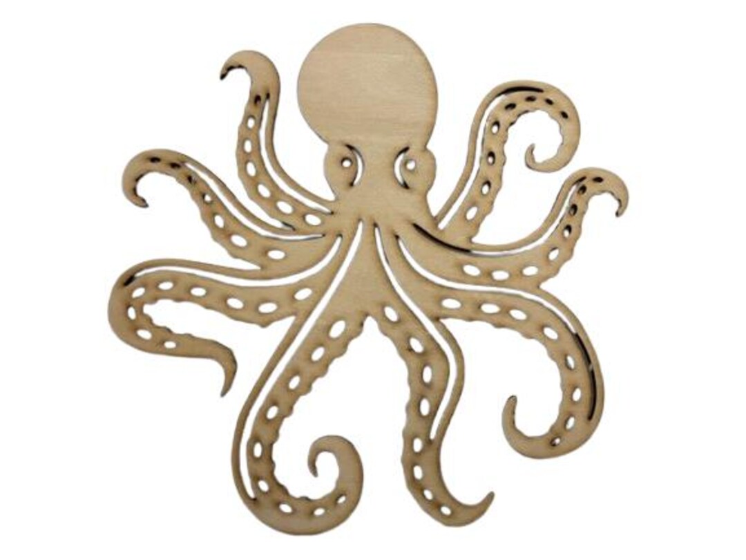 Unfinished Wood Octopus Laser Cut Out | Sea Decor | Craft Sign | Home ...