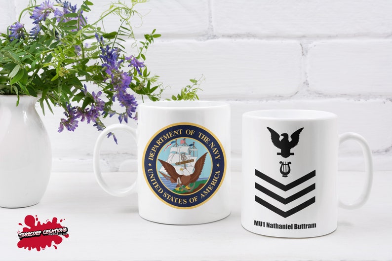 11 Oz Custom Personalized Us Navy Mug Military Coffee Cup Etsy