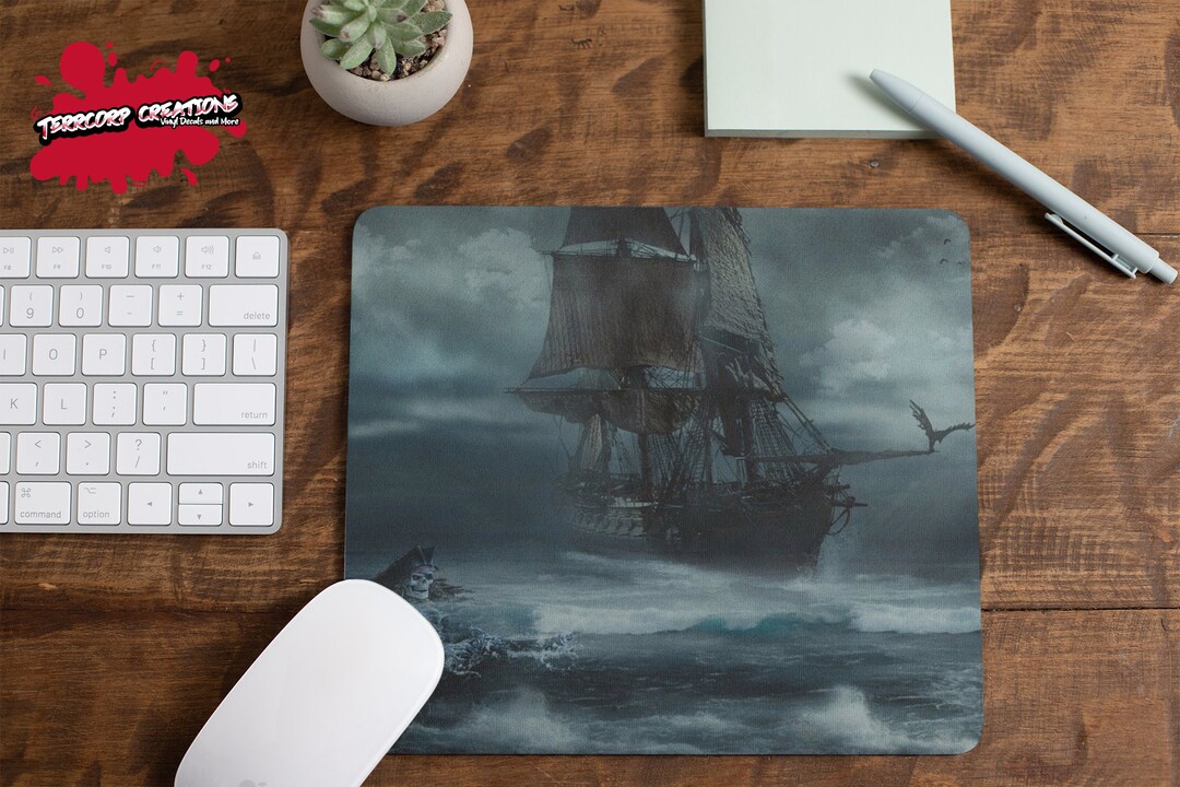 Pirate Ship in Storm Picture Mouse Pad - Caribbean Mousepad - Pirates ...