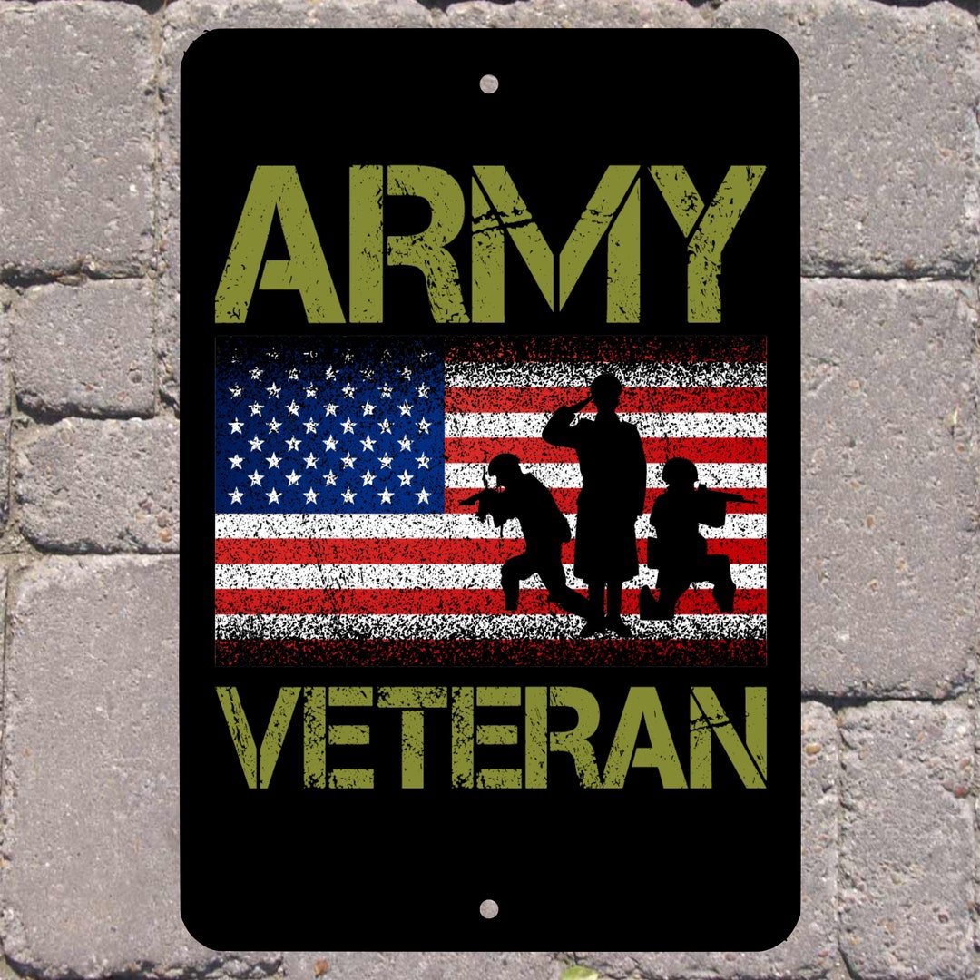 Custom Army Veteran Silhouette Metal Room Sign - Military - America ...