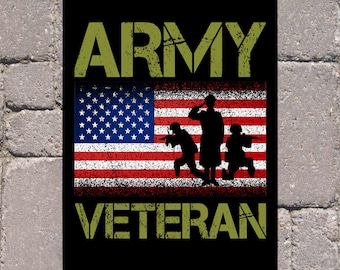Custom Army Veteran Flag Metal Room Sign Military America | Etsy