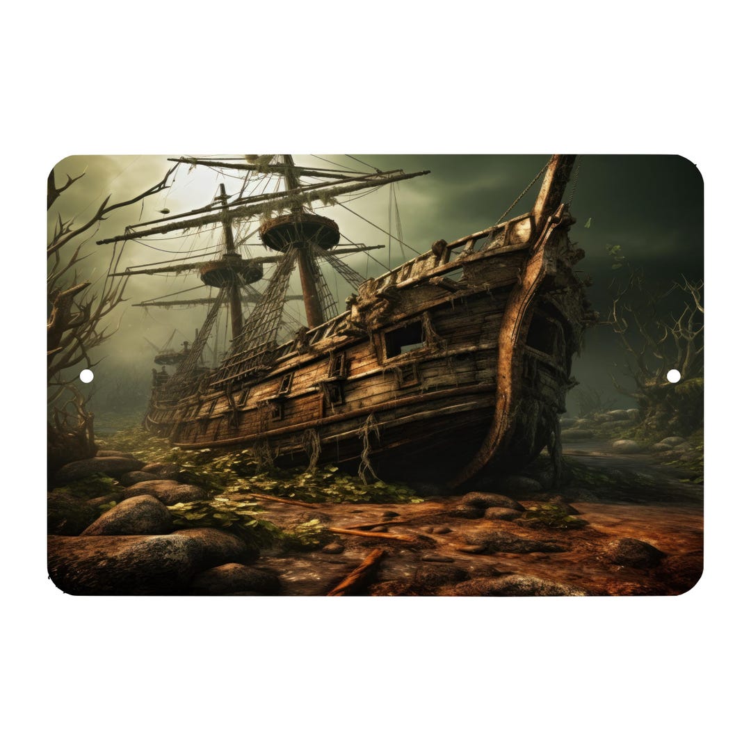 Sunken Pirate Ship 4 Metal Sign - Wall Decor - Wall Metal Sign - Kid's ...