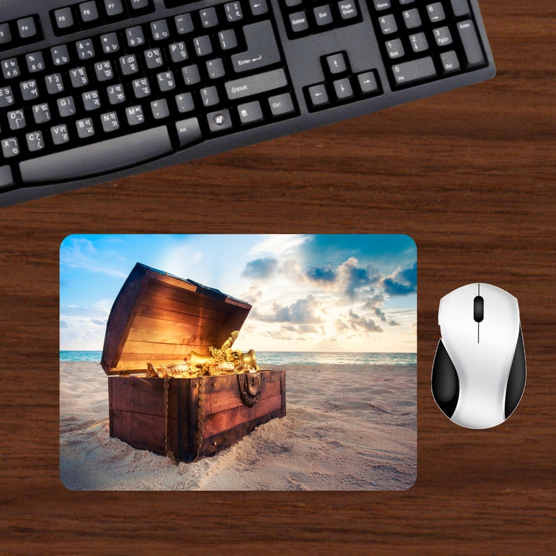 Pirate Ship " Island Chest " Mouse Pad - Caribbean Mousepad - Pirates ...