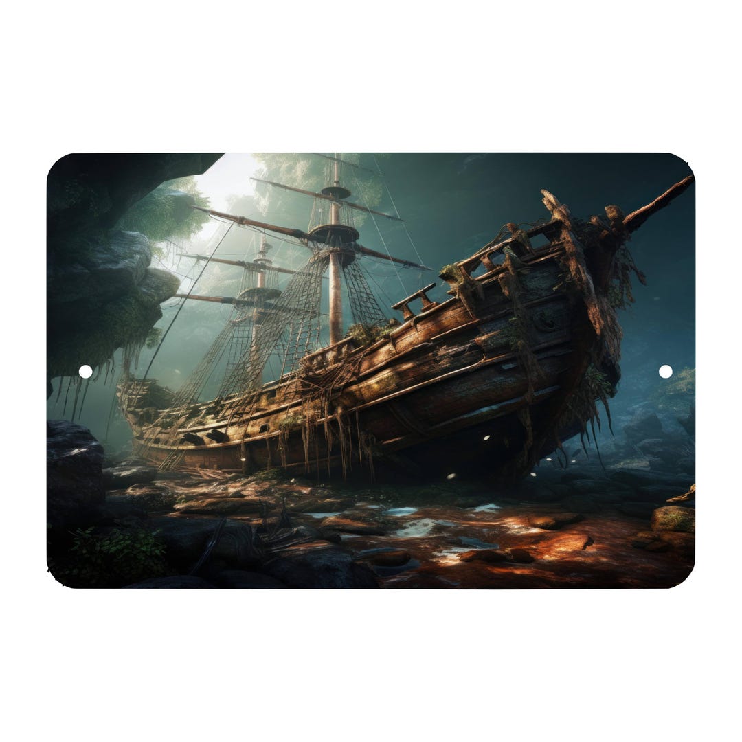 Sunken Pirate Ship 2 Metal Sign - Wall Decor - Wall Metal Sign - Kid's ...