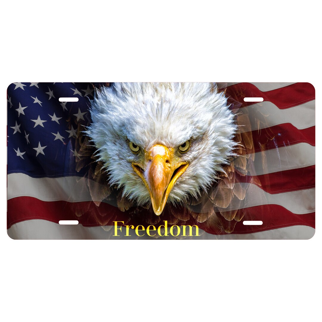 Personalized Custom Freedom Novelty Front License Plate - Eagle- Flag ...