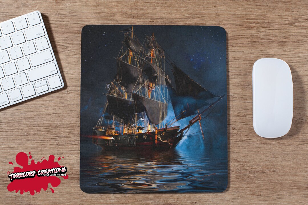 Pirate Night Ship Picture Mouse Pad - Caribbean Mousepad - Pirates ...