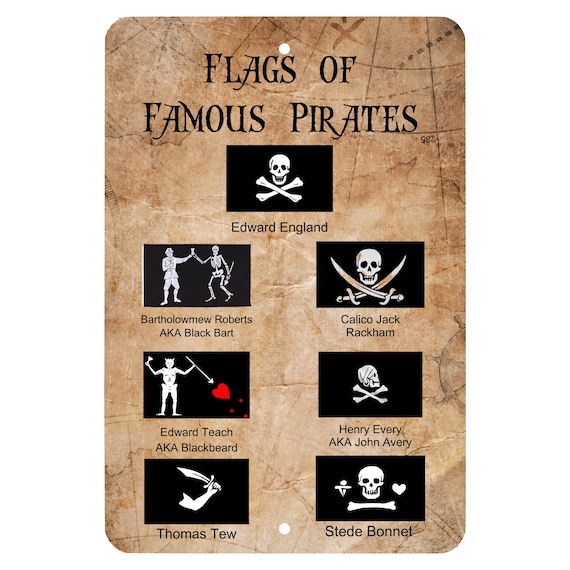 Flags of Famous Pirates Metal Sign Wall Decor Aluminum | Etsy