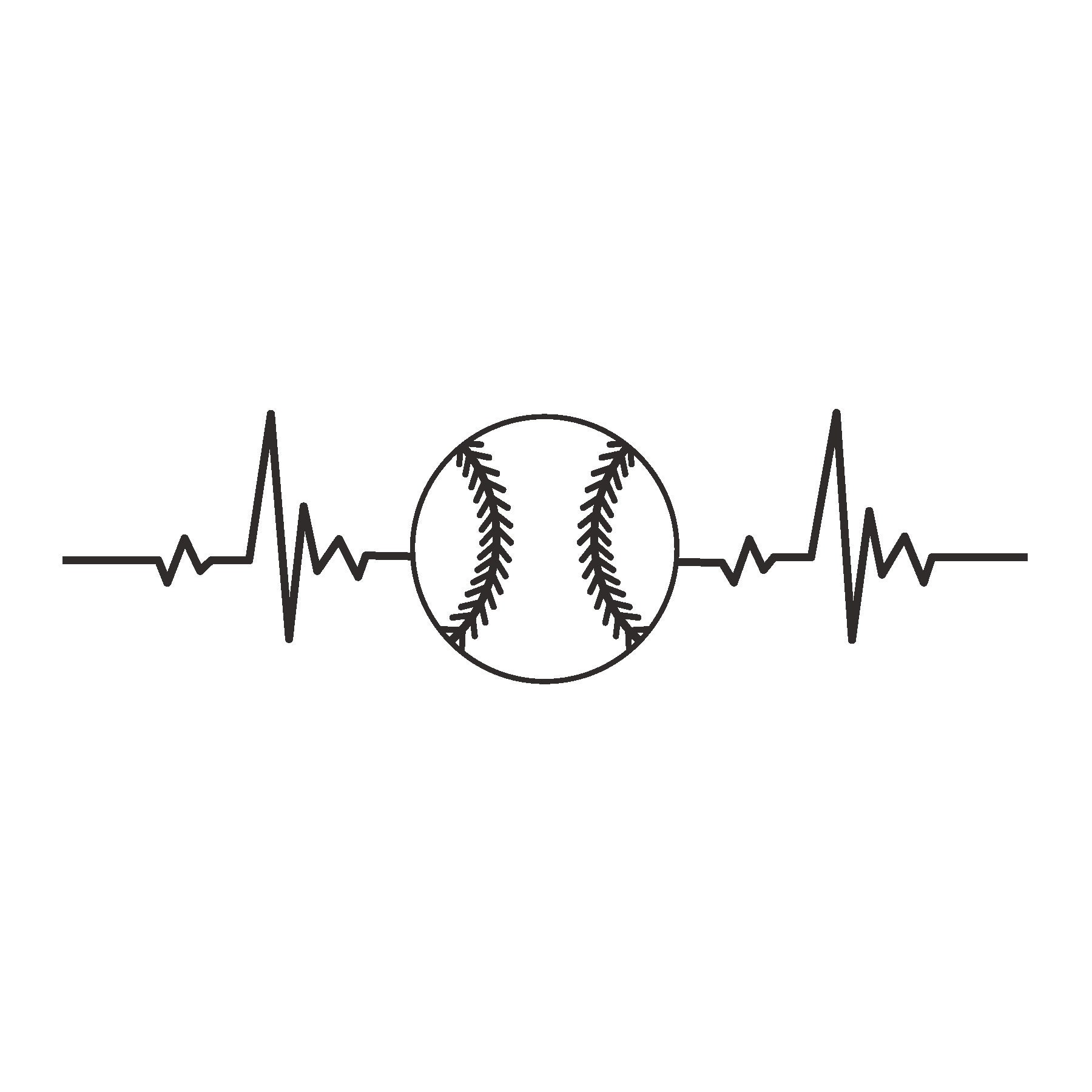 Baseball Heartbeat Pulse Vinyl Decal - for Cars, Laptops, Sticker ...