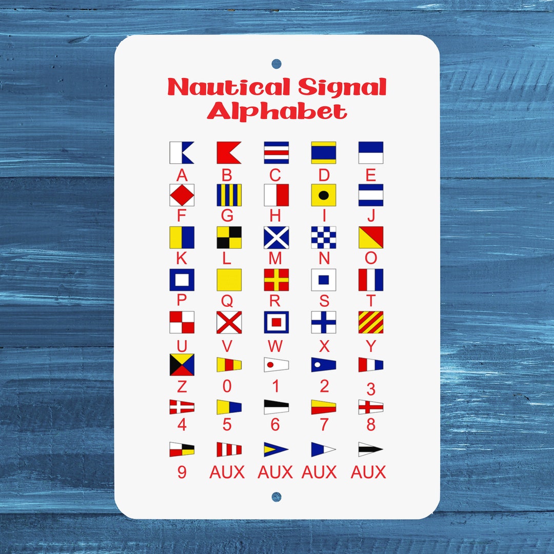 Nautical Signal Flag Alphabet Metal Sign - Wall Decor - Aluminum Door ...