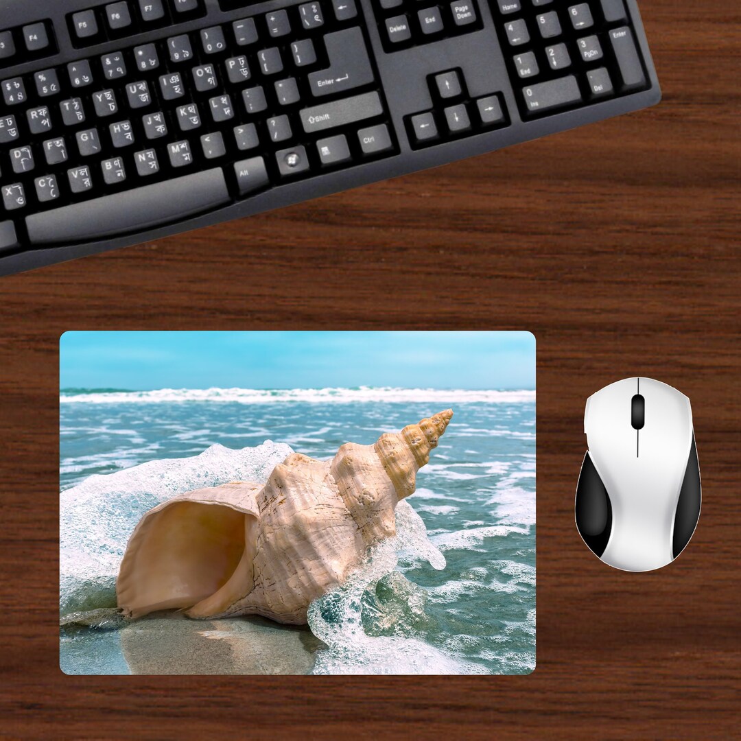 Seashell on Beach Mouse Pad Funny Mousepad Humor Mouse Mat Office Gift ...