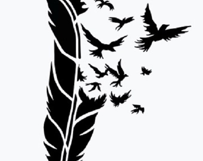 Feather With Birds Vinyl Decal for Cars, Laptops, Sticker, Mirrors, Etc ...