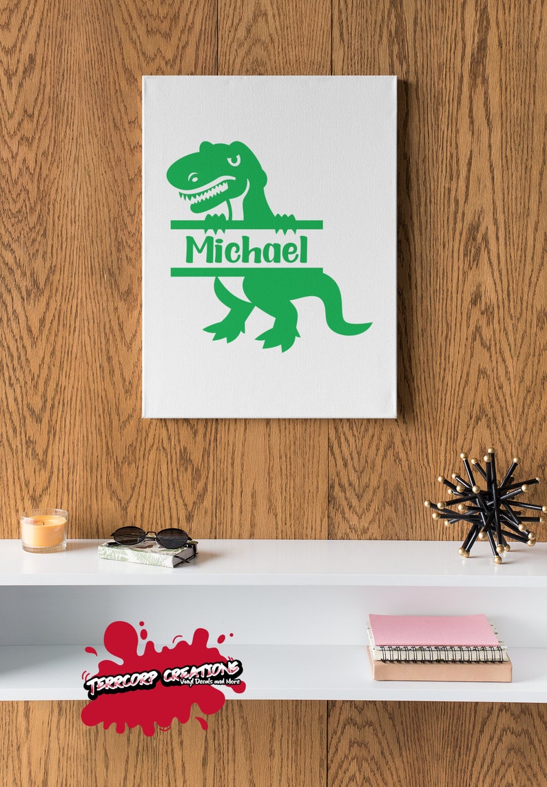 Dinosaur Split Name Vinyl Decal - Custom - Personalized - T Rex - Name ...