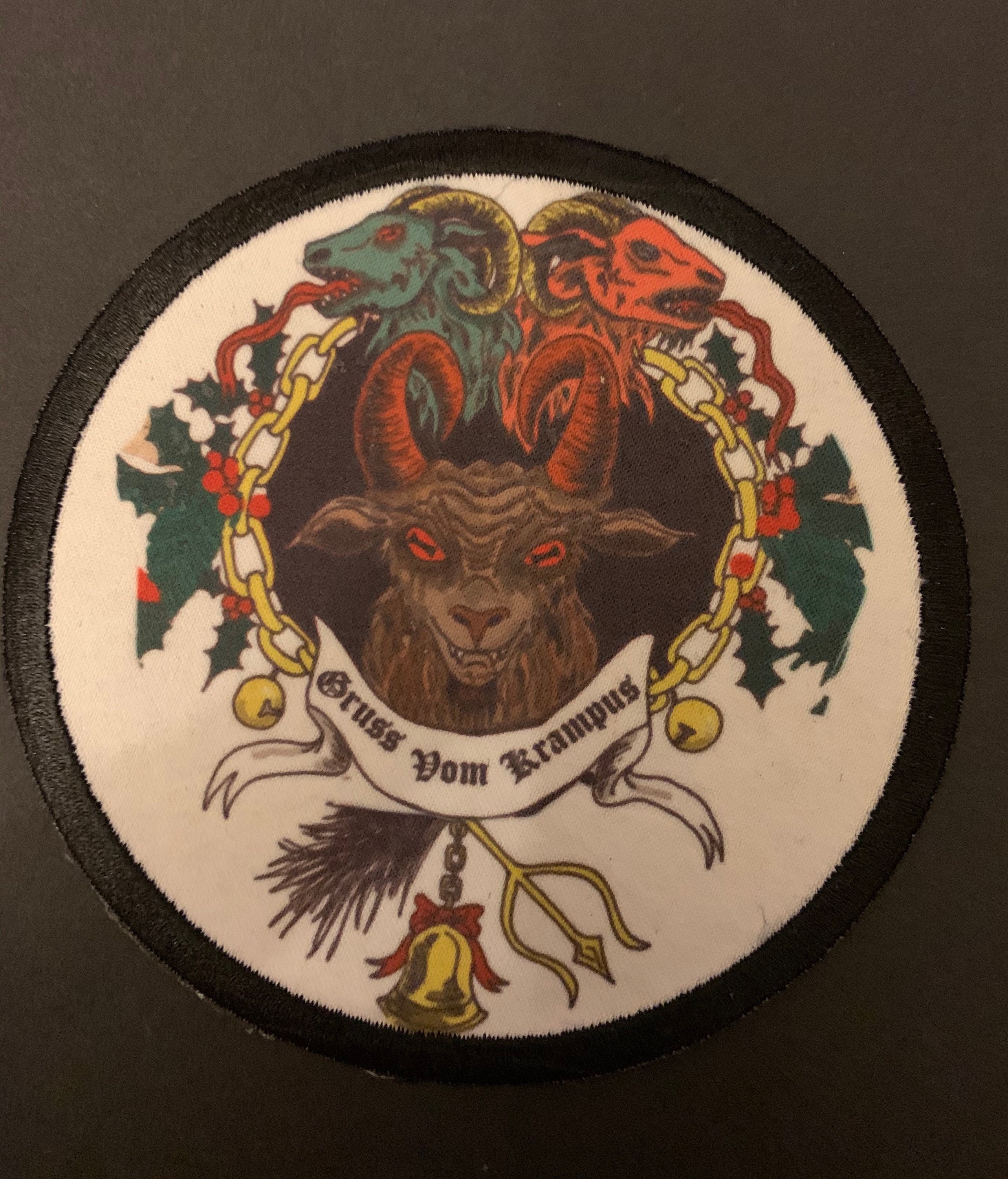 Krampus iron on patch / 9 cm krampus hand printed patch / | Etsy