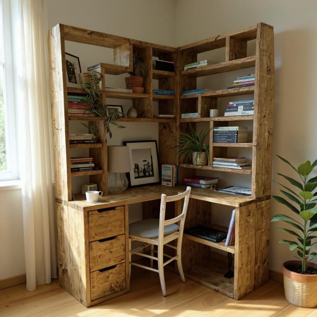 Fascinating Corner Desk With Bookcase Images