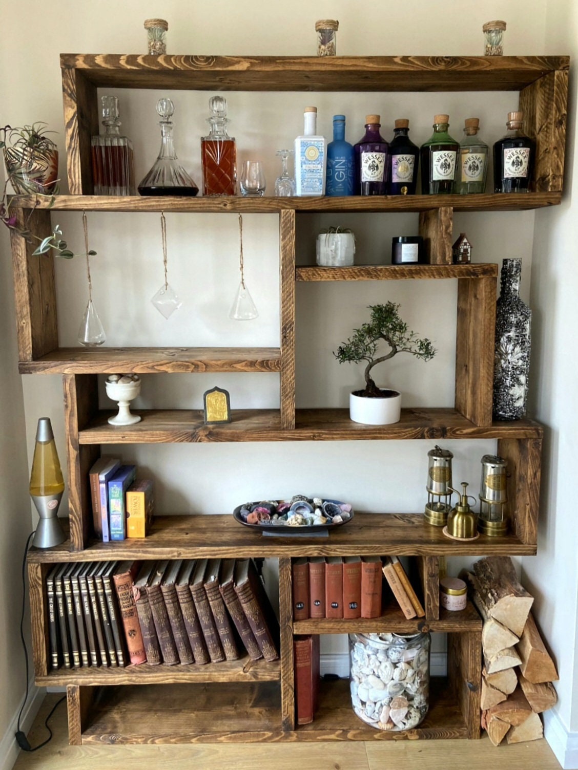 Solid Wood Bookcase Shelving Unit Boxes - Etsy UK
