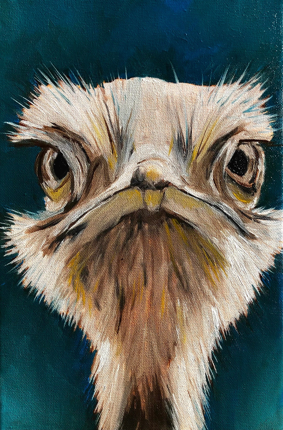Ostrich - Oil Painting, With Prints Available, Happy Bird With ...