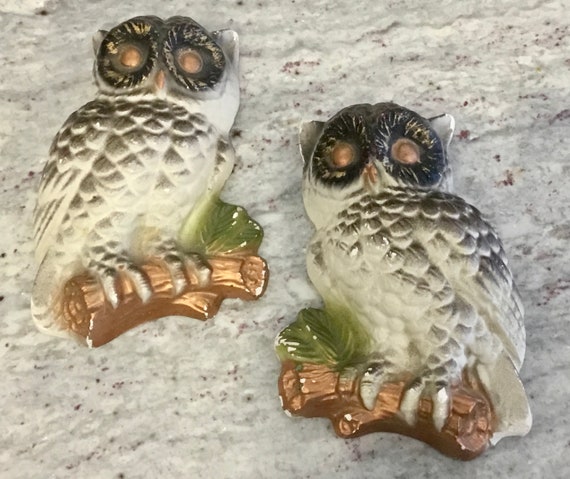 Vintage Chalk Ware Owls Vintage Chalkware Wall Decor | Etsy