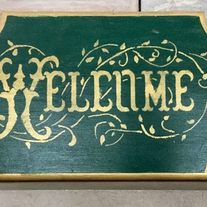 Vintage Hand Painted Wooden Welcome Sign - Etsy