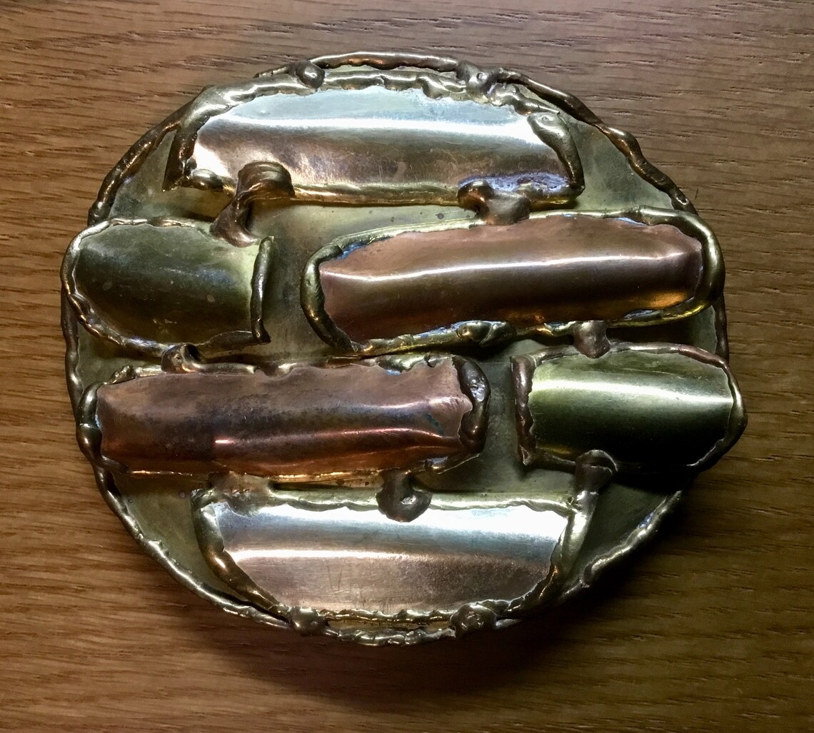 Modern Brutalist Brass and Copper Belt Buckle Mid Century | Etsy