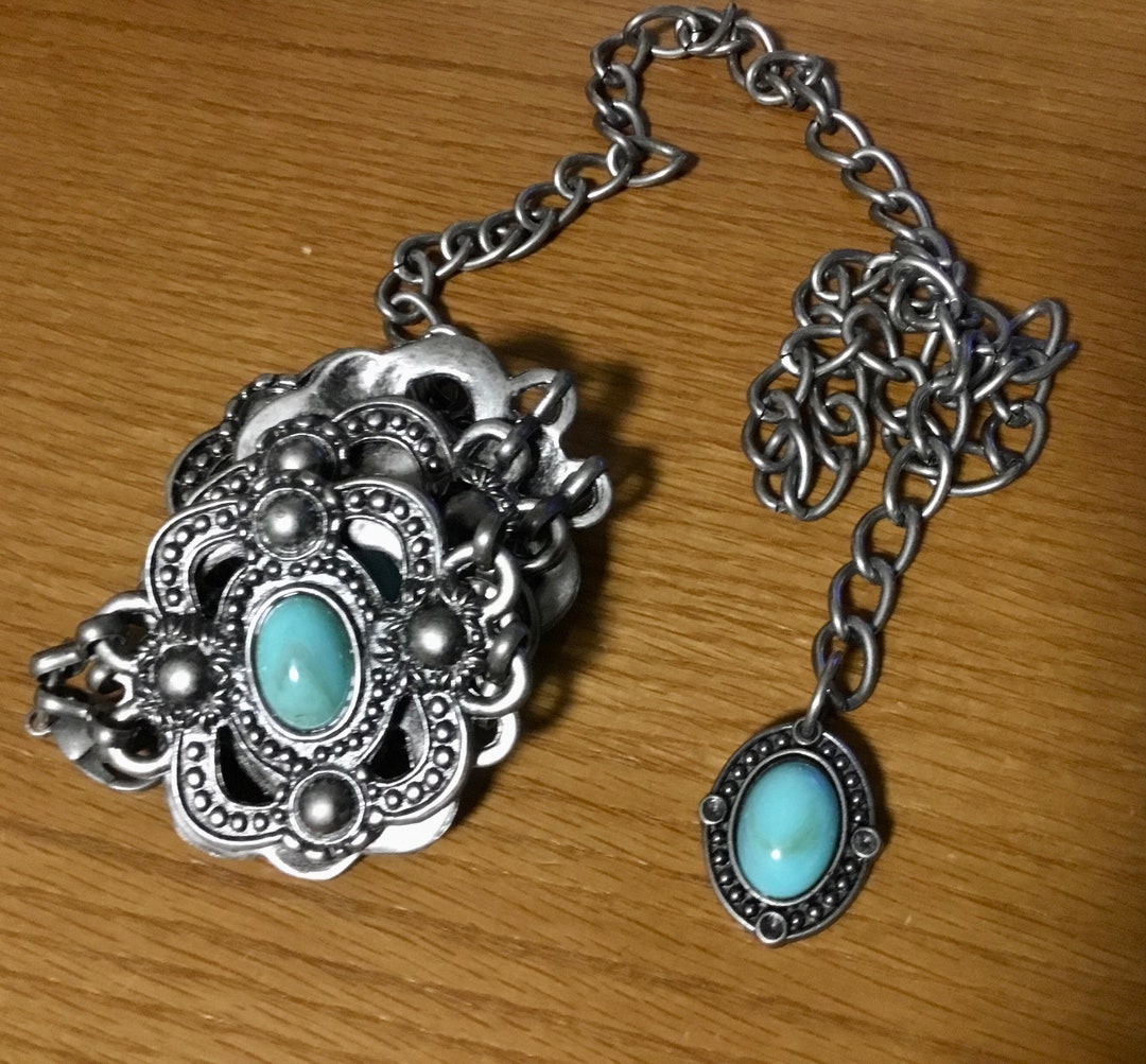 Vintage Silver Metal Concho Chain Belt, Concho Belt With Turquoise - Etsy