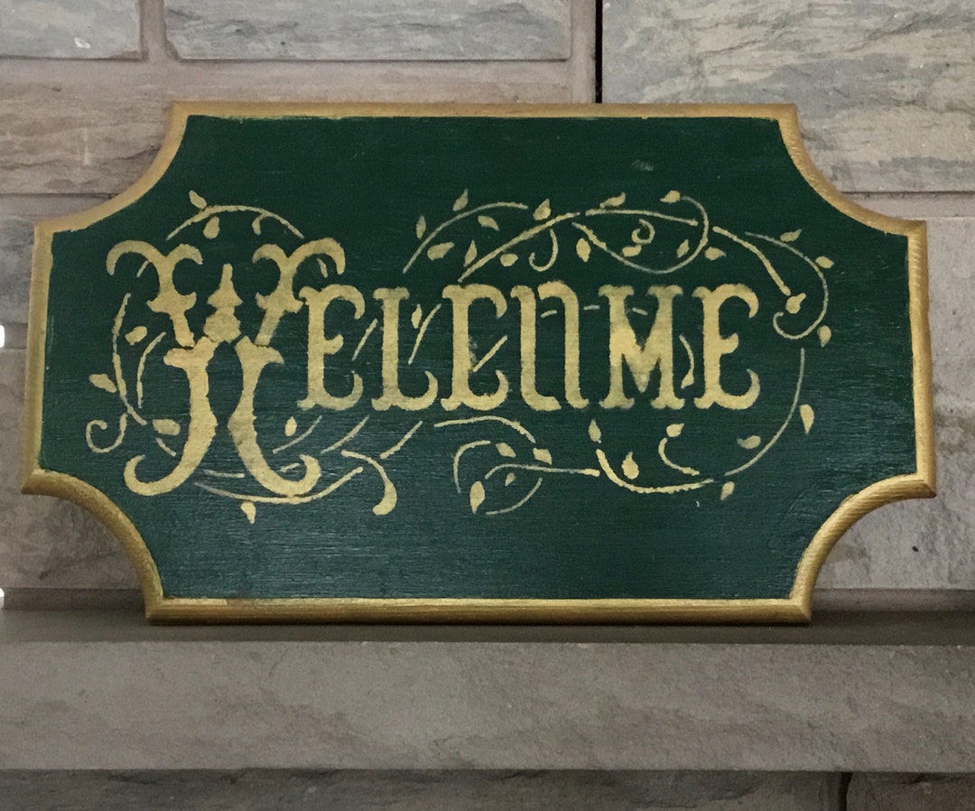 Vintage Hand Painted Wooden Welcome Sign - Etsy