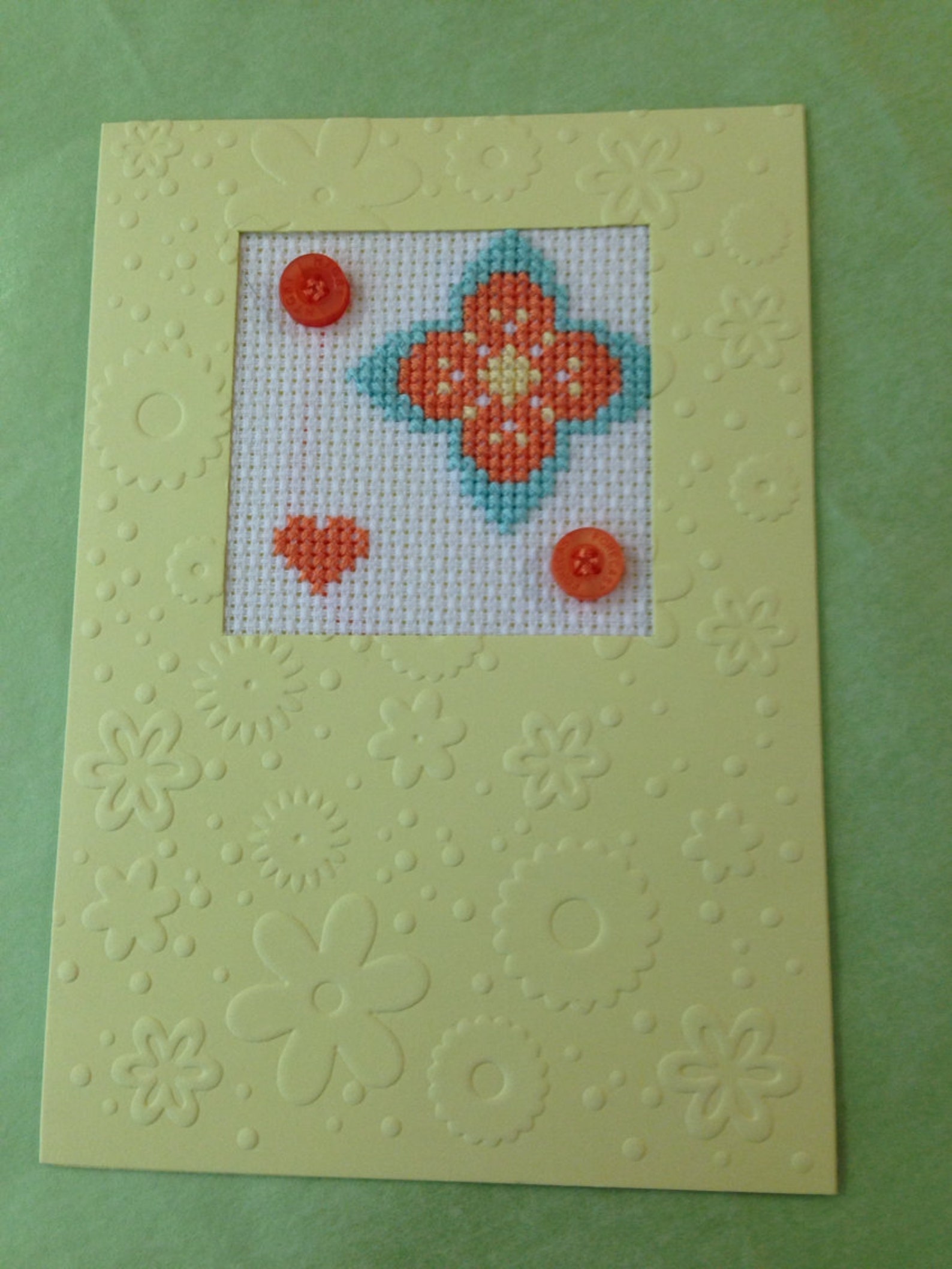 Handmade Cross Stitched Flower Card - Etsy