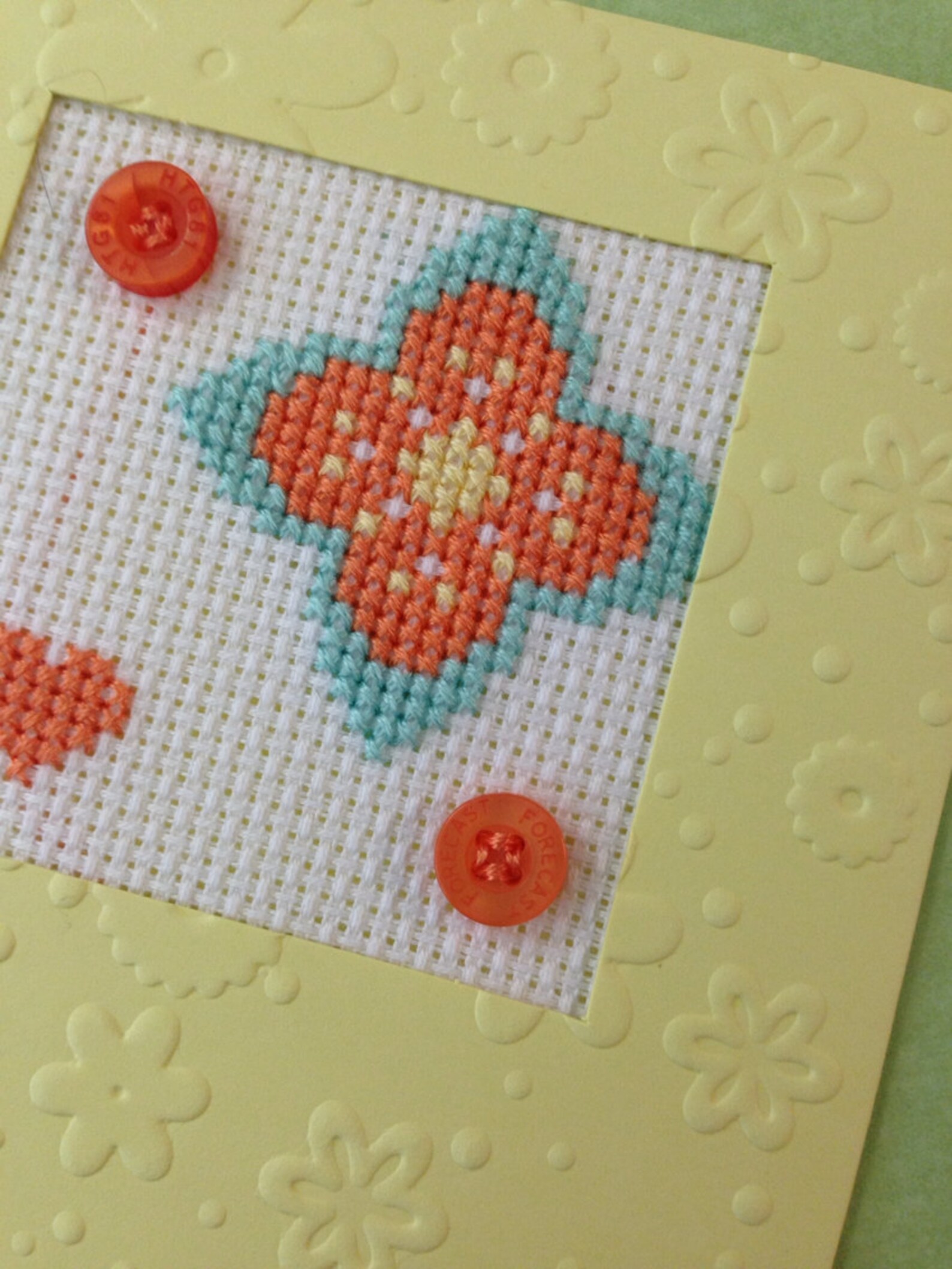 Handmade Cross Stitched Flower Card - Etsy