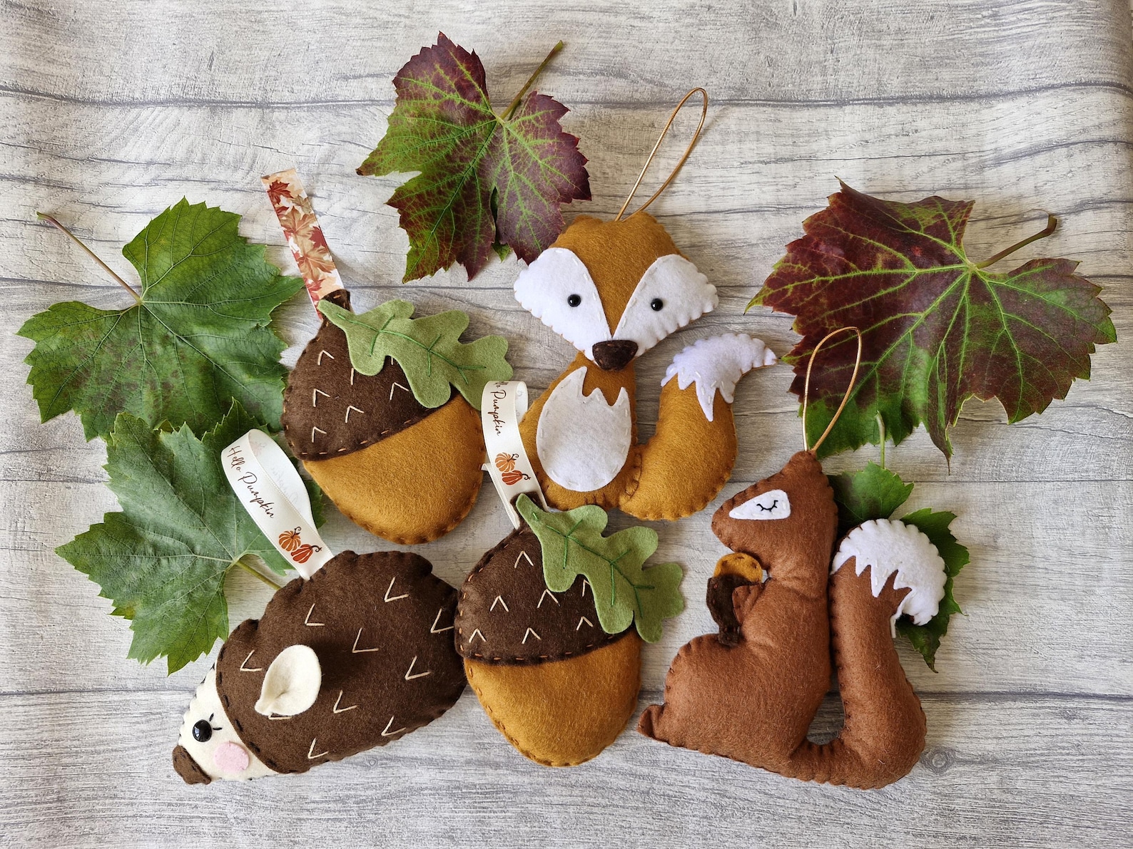 Autumn Woodland Animal Acorn Felt Decorations / Fall Decor Gifts - Etsy UK