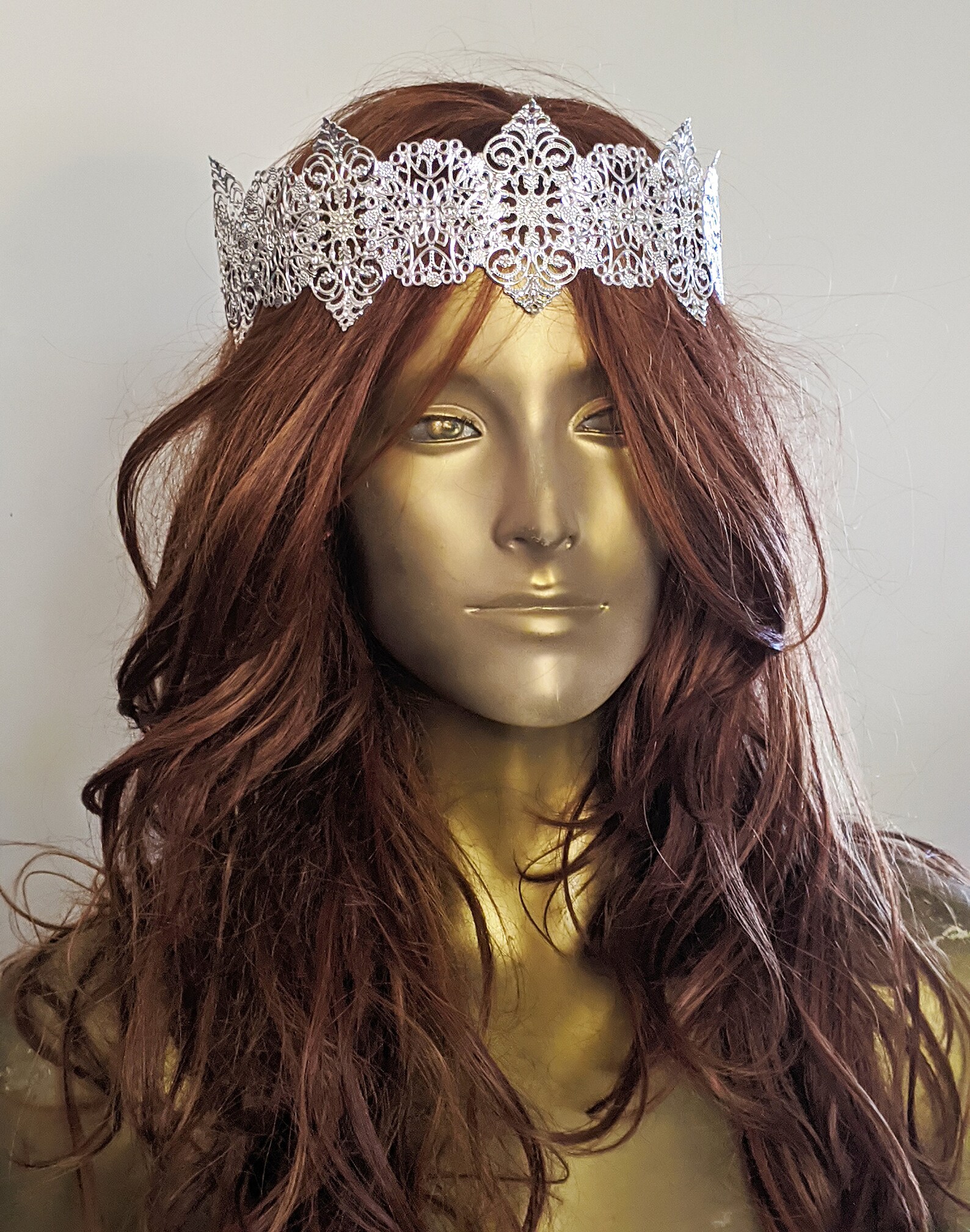 FILIGREE CROWN With VEIL Medieval Fantasy Crown Gold or Silver | Etsy