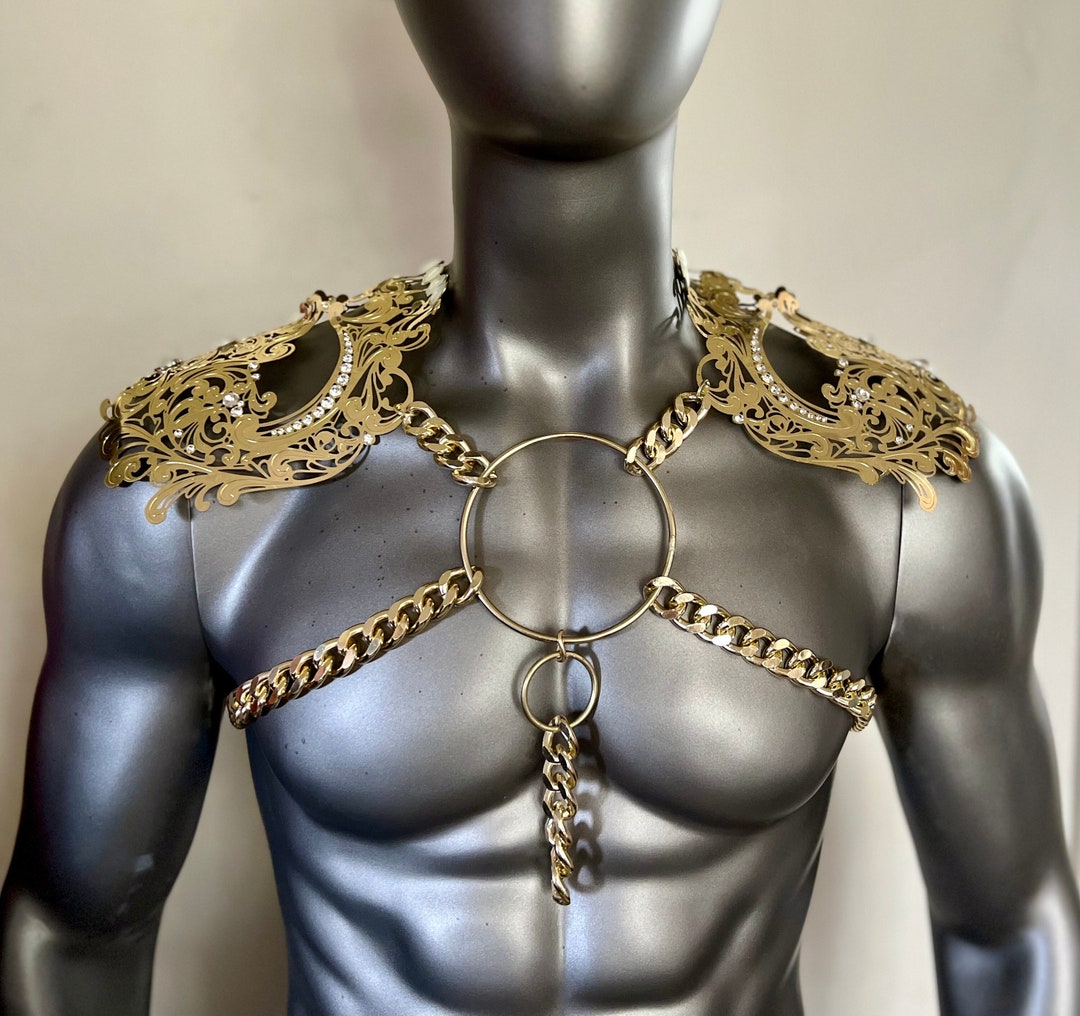Gold "maximus Chain Harness" Men's Shoulderplate Armor Greek God Greek ...