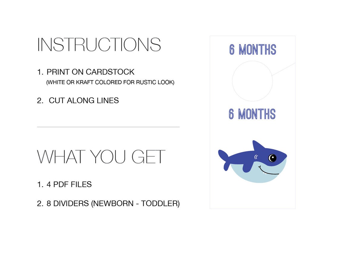 PRINTABLE Baby Shark - PRINTABLE Closet Dividers - Baby Boy - Shark ...