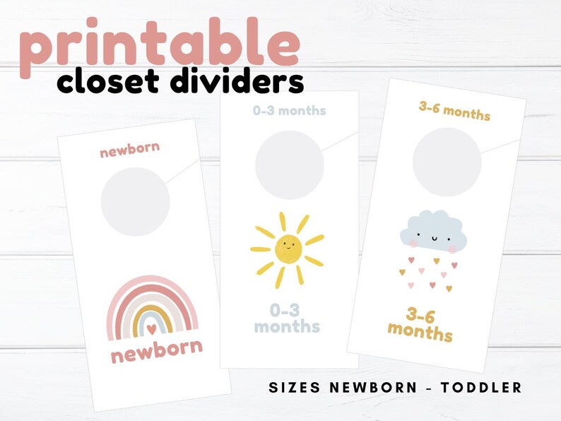PRINTABLE Rainbow Closet Dividers, Boho Nursery, Clouds Hearts Nursery ...