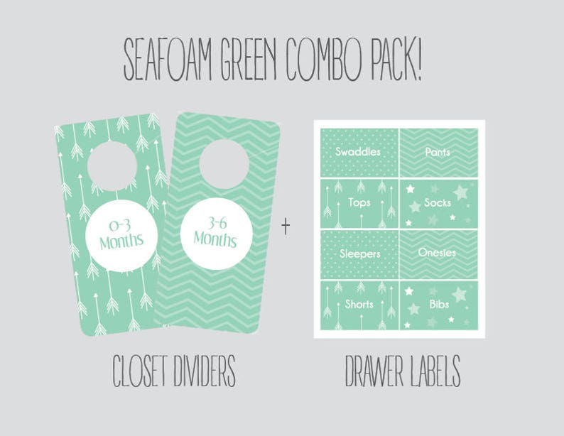 COMBO PACK Sea Foam Mint Green Closet Dividers and Drawer - Etsy